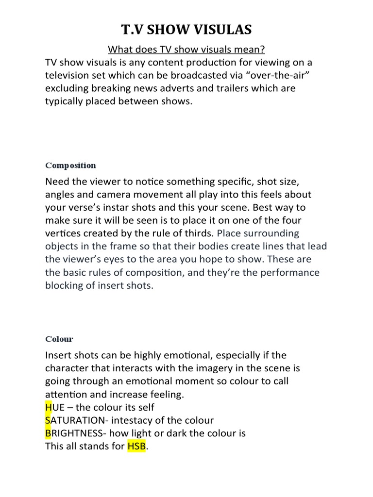 What Does TV Show Visuals Mean | PDF