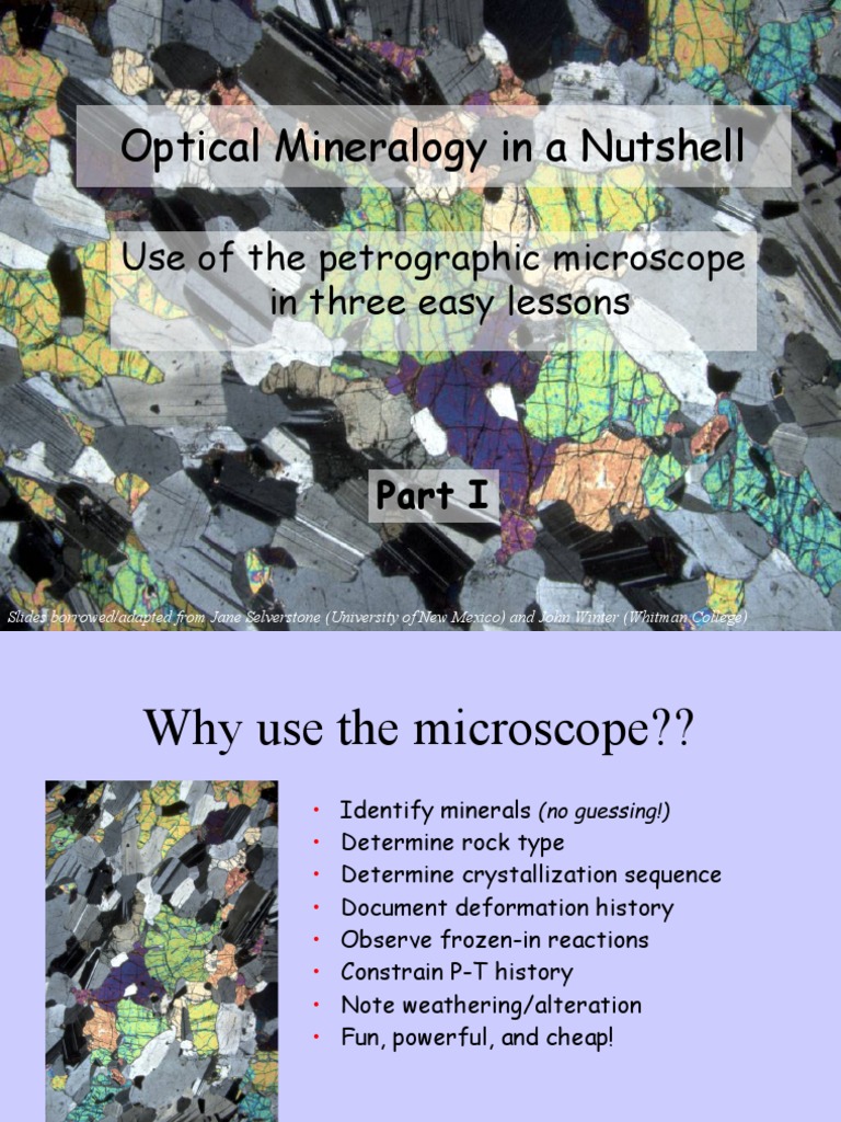 Optical Mineralogy in A Nutshell: Use of The Petrographic Microscope in Three Easy Lessons | PDF ...