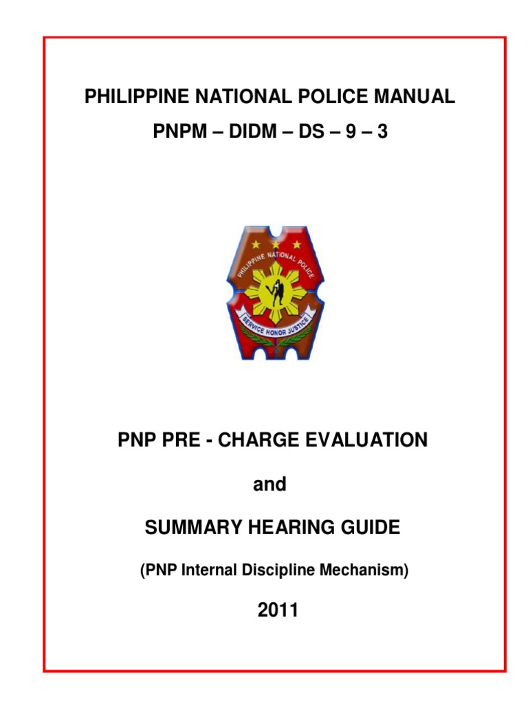 Philippine National Police Manual PNPM - Didm - Ds - 9 - 3: (PNP ...