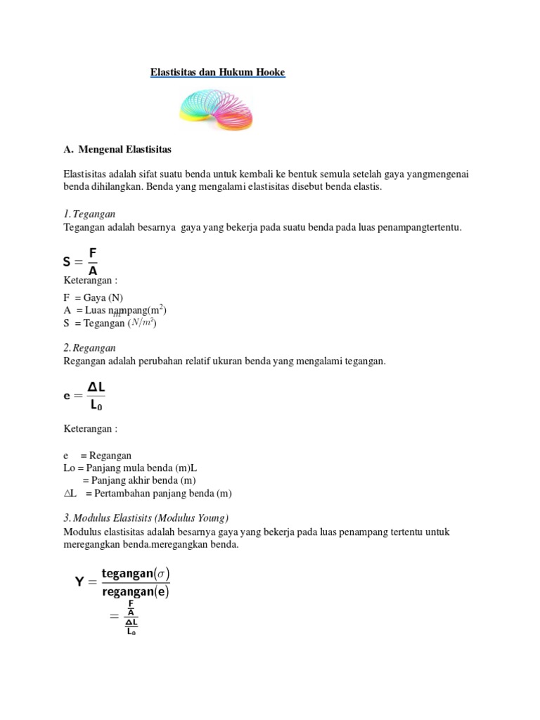 Elastisitas Dan Hukum Hooke 1 | PDF | Sains & Matematika