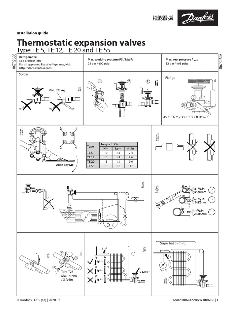 Thermostatic Expansion Valves: Type TE 5, TE 12, TE 20 and TE 55 | PDF ...