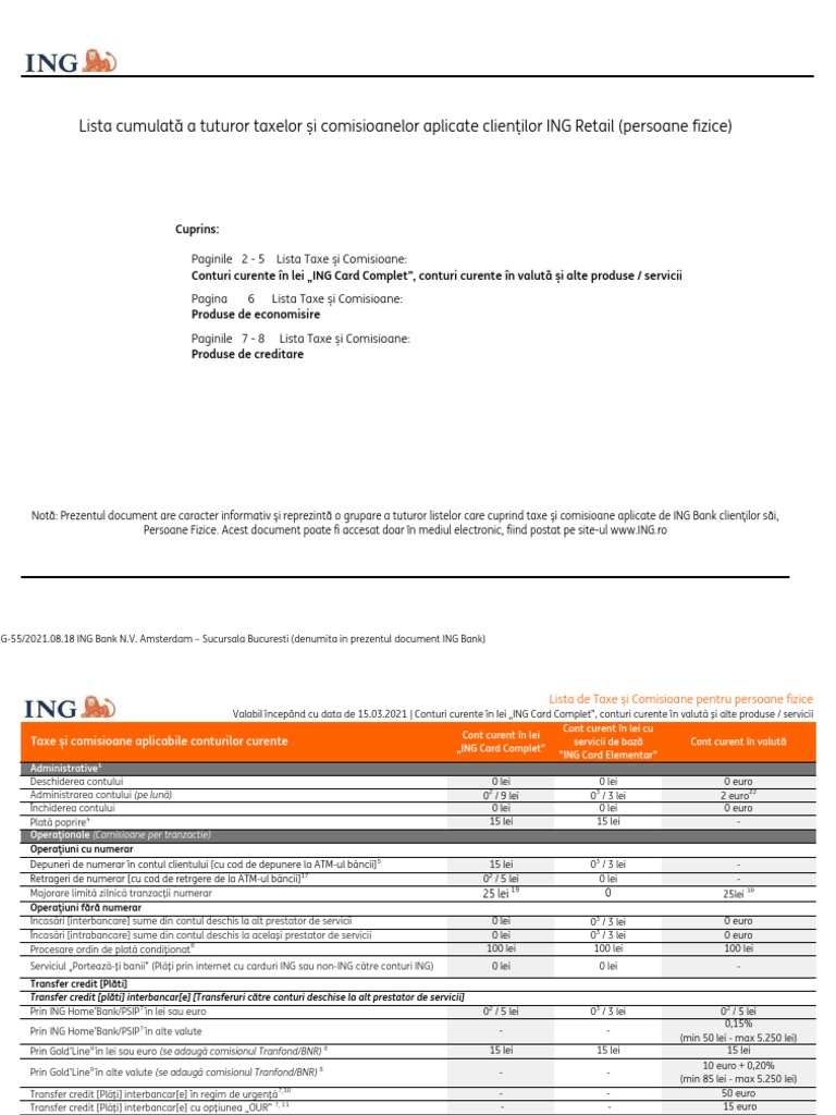 Lista de Taxe Si Comisioane | PDF