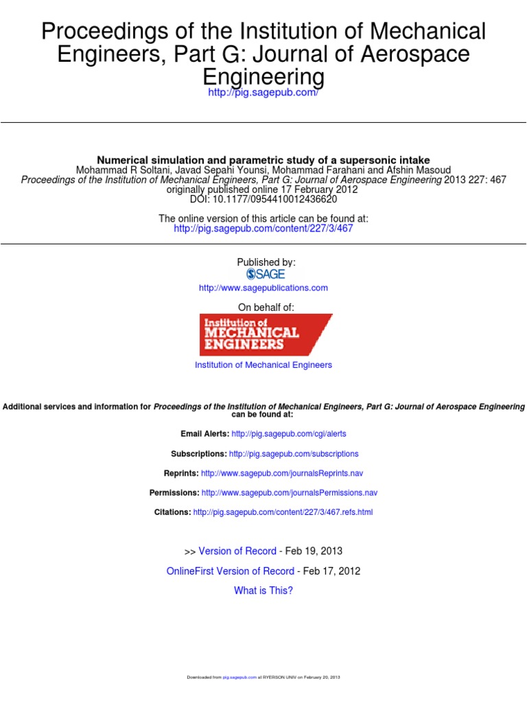 Numerical Simulation and Parametric Study of A Supersonic Intake | PDF | Fluid Dynamics ...