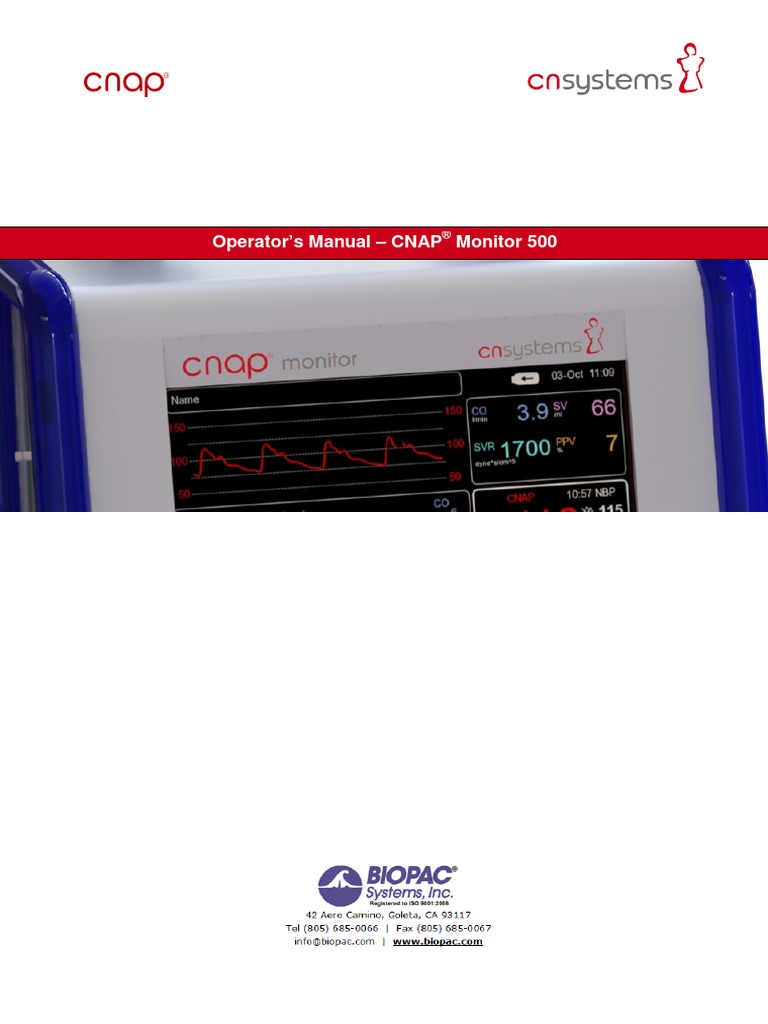 Operator's Manual - CNAP Monitor 500 | PDF | Blood Pressure ...