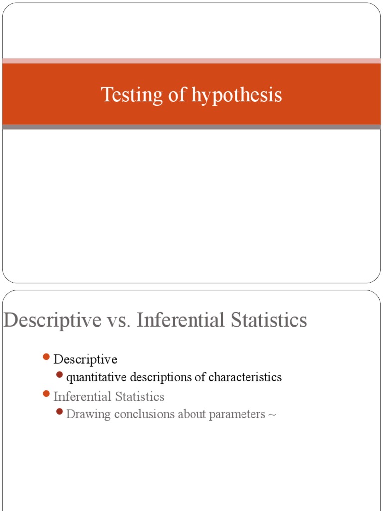 Testing of Hypothesis | PDF | Statistical Significance | Standard Deviation