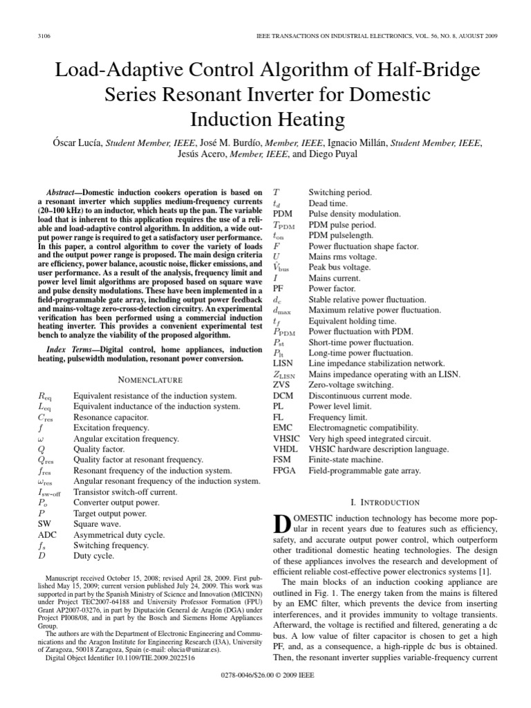 Load-Adaptive Control Algorithm of Half-Bridge Series Resonant Inverter ...