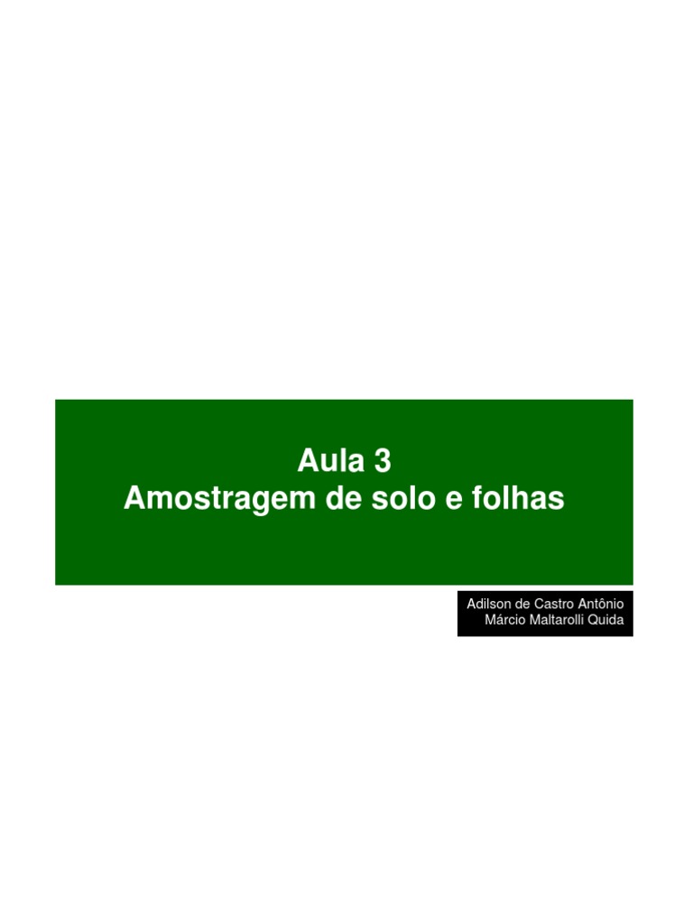 Aula - 3 Amostragem de Solo | PDF | Solo | Amostragem (Estatística)