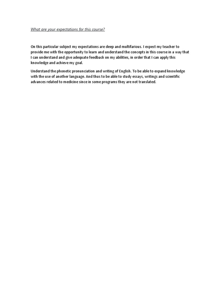 Course Expectations and Learning Goals | PDF