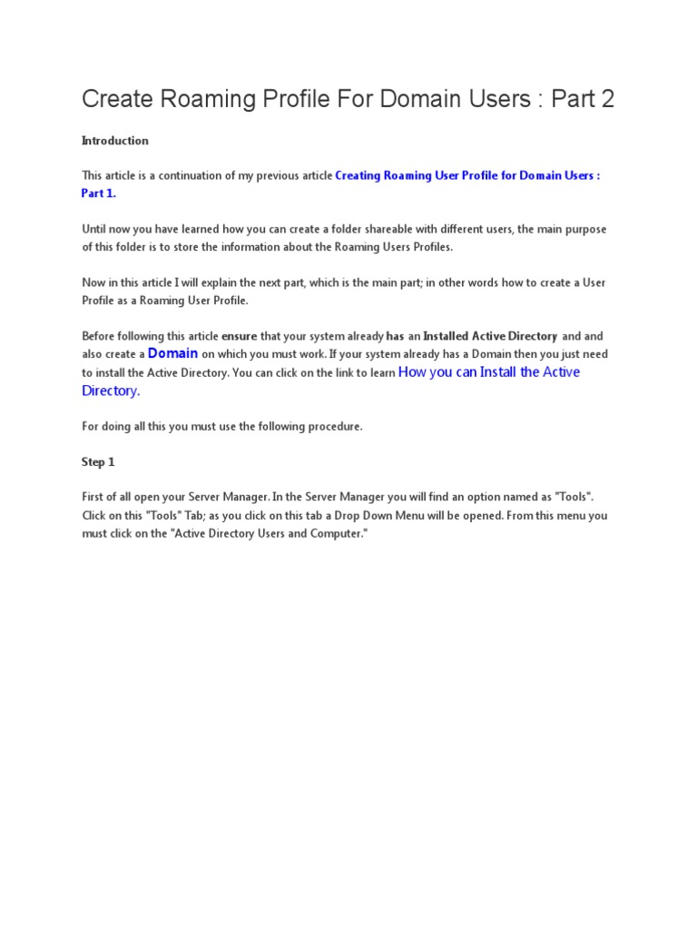 Create Roaming Profile For Domain Users Part 2 | PDF | Active Directory ...