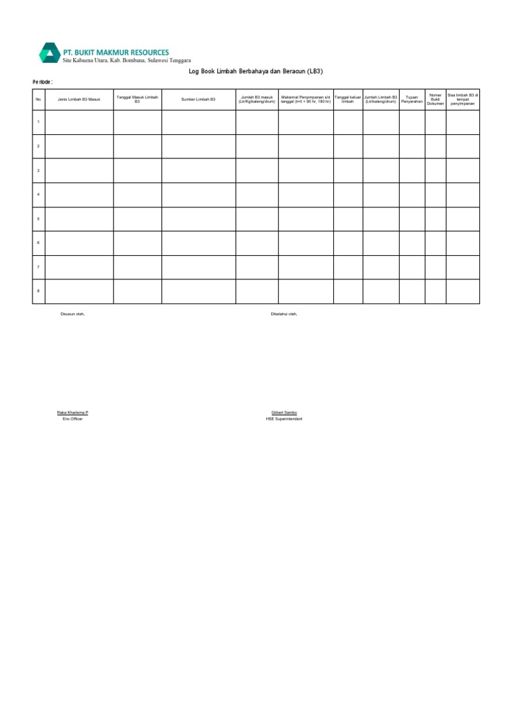 Logbook Limbah B3 | PDF