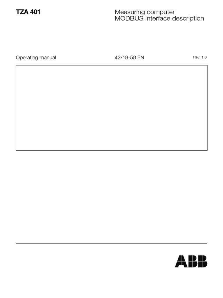 Measuring Computer MODBUS Interface Description: Operating Manual 42/18-58 EN | PDF | Bit ...