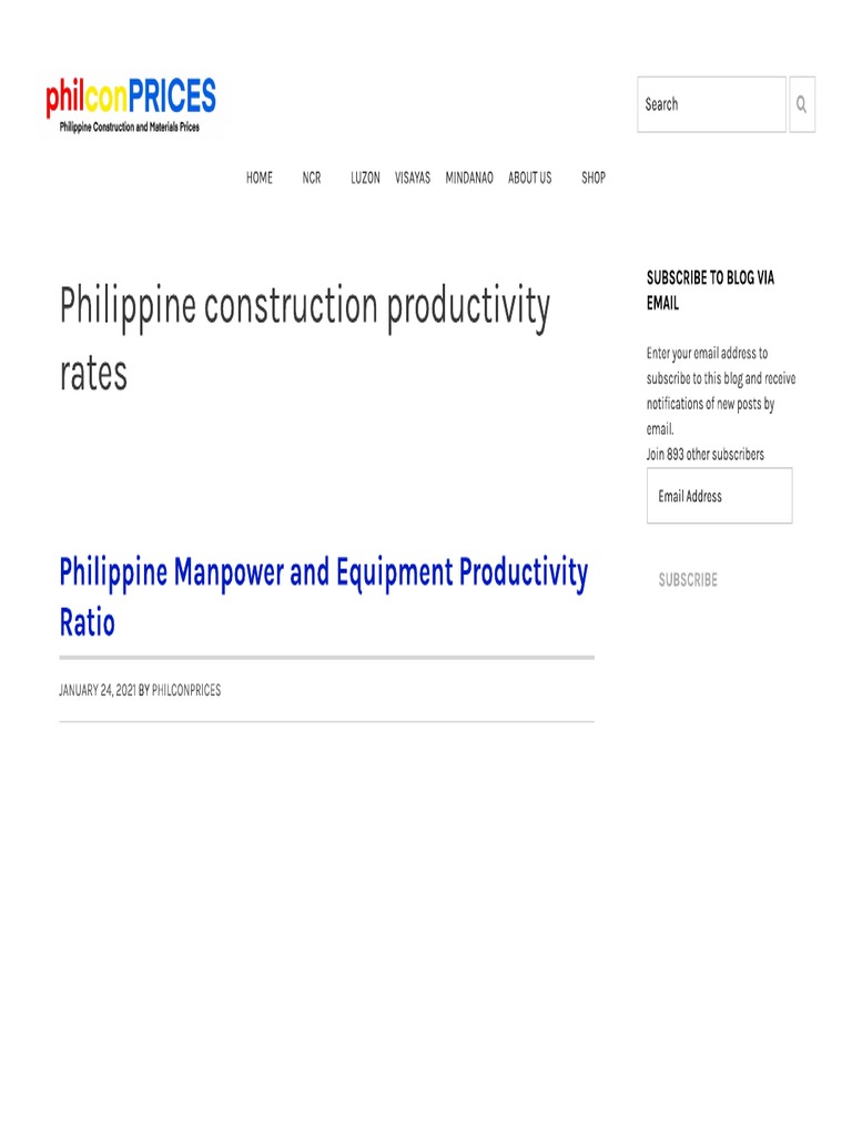 Philippine Construction Productivity Rates - PHILCON PRICES | PDF