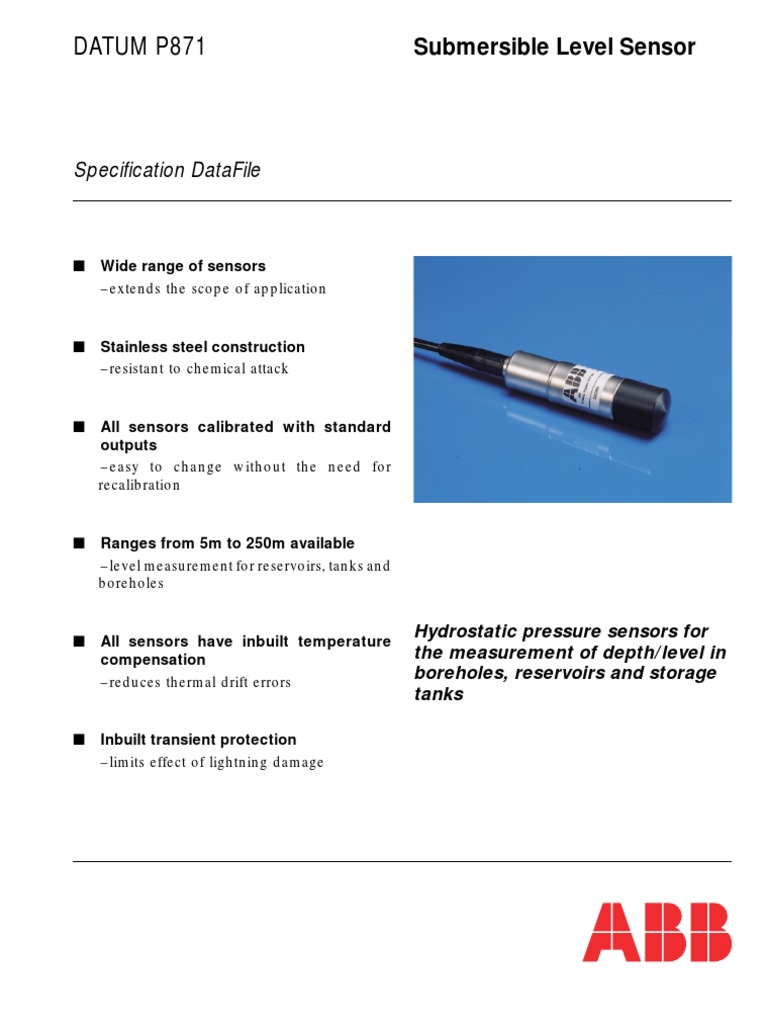 Datum P871: Specification Datafile | PDF | Sensor | Electrical Engineering