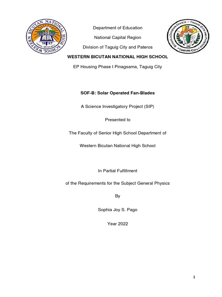 Project-Report-Paper by Sophia Joy Pago | PDF
