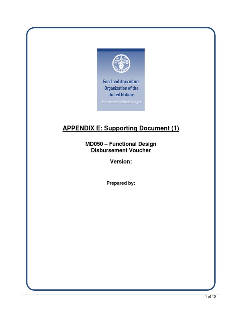 APPENDIX E: Supporting Document (1) : MD050 - Functional Design Disbursement Voucher | PDF ...