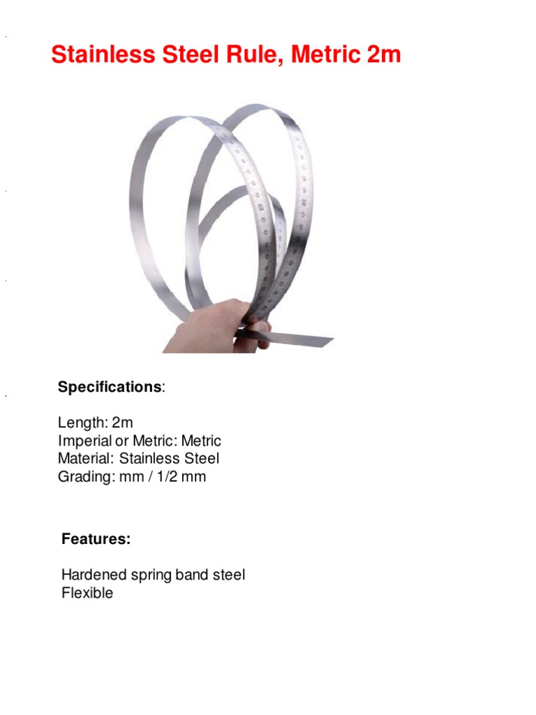 Stainless Steel Rule, Metric 2m: Specifications | PDF