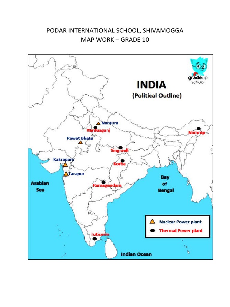 Podar International School, Shivamogga Map Work - Grade 10 | PDF