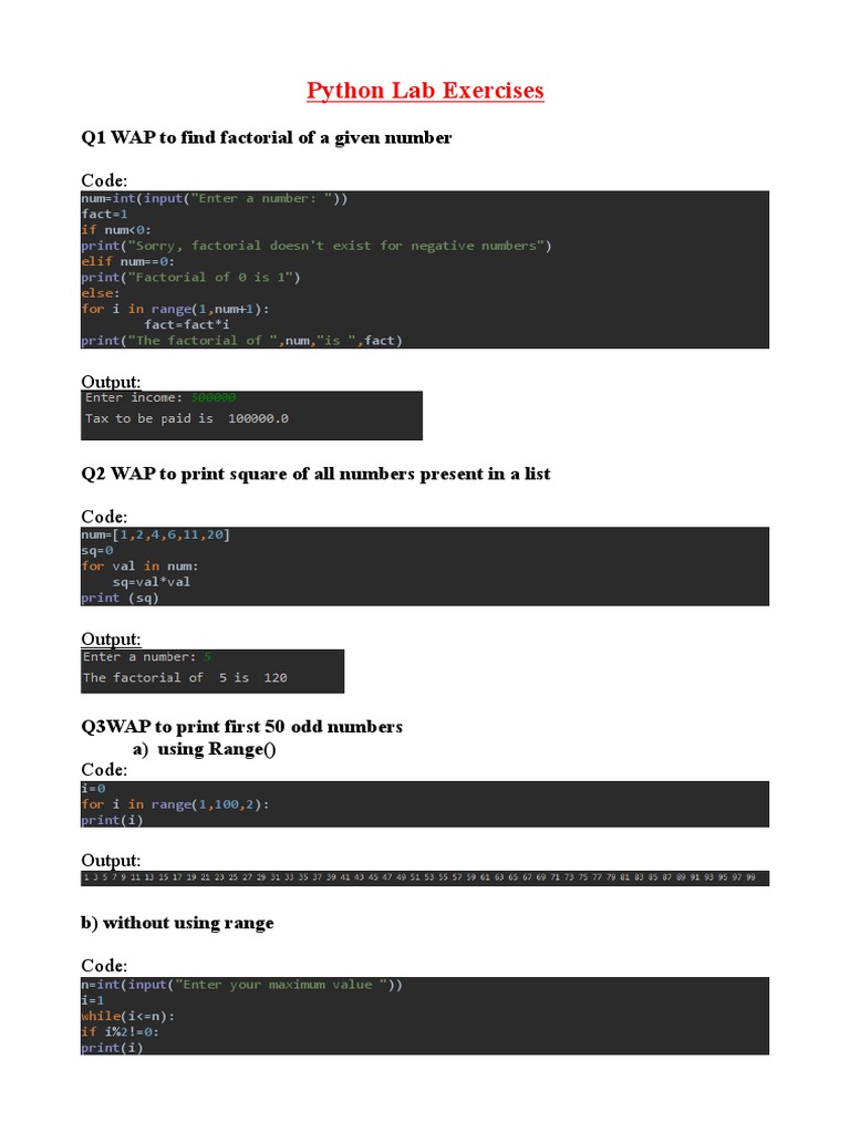 Python Lab Exercises: Code | Download Free PDF | Prime Number ...