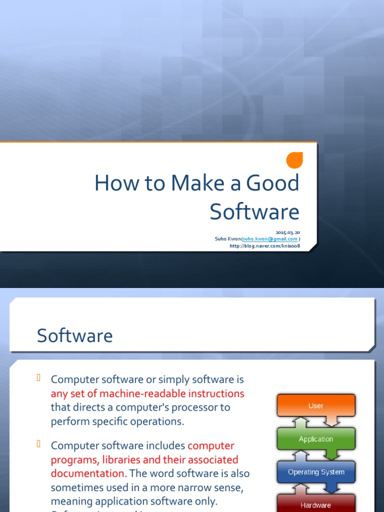 How To Make A Good Software: 2015.03.20 Suho Kwon | PDF | Software ...