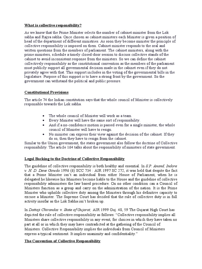 What Is Collective Responsibility? | PDF | Cabinet (Government ...