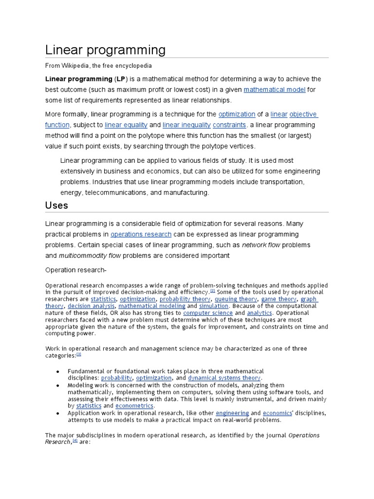 Linear Programming | PDF | Linear Programming | Spss