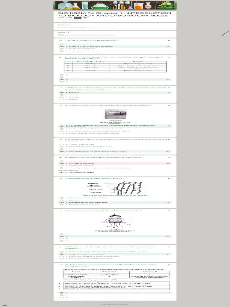 Bio KSSM f4 Chapter 1 Introduction To Biology and Laboratory Rules | PDF | Biology | Organisms