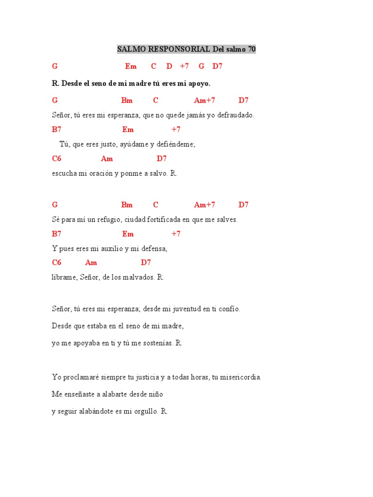 SALMO RESPONSORIAL Del Salmo 70 | PDF