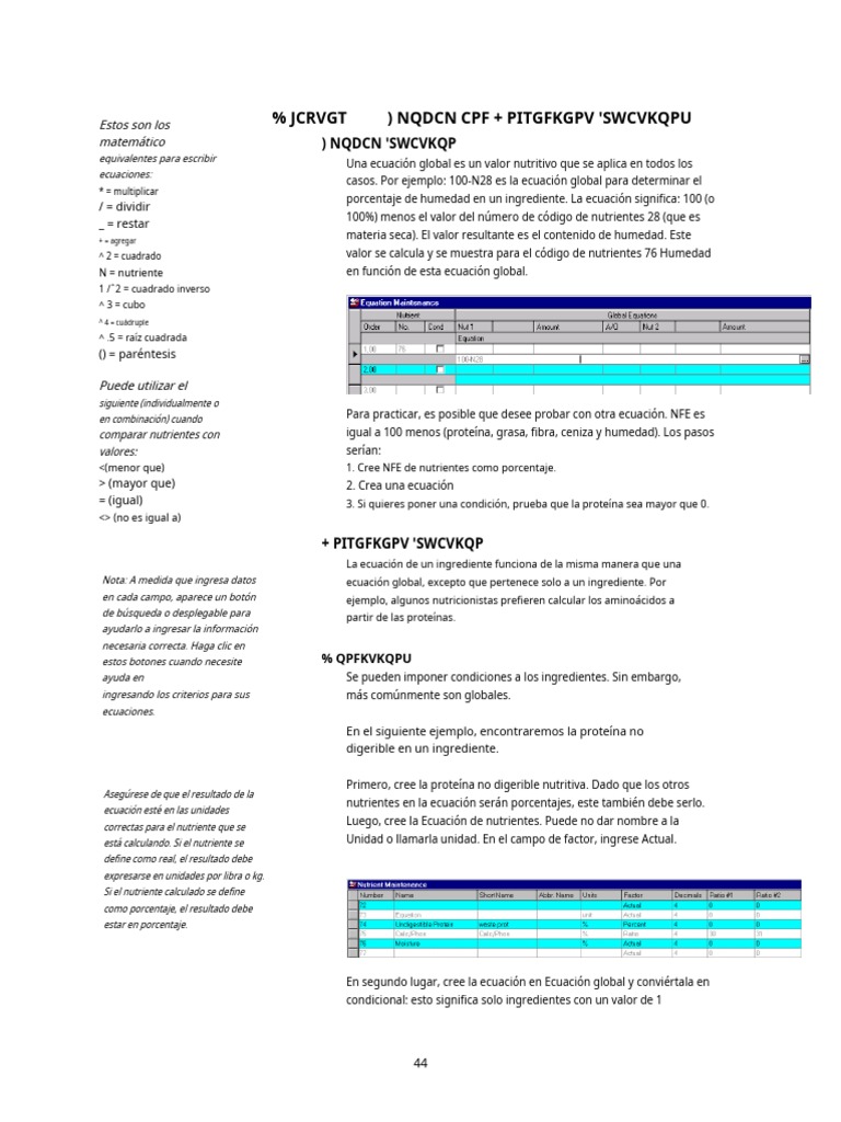 Brill Formulation Manual v004 (044 051) .En - Es | PDF | Ecuaciones | Proteínas