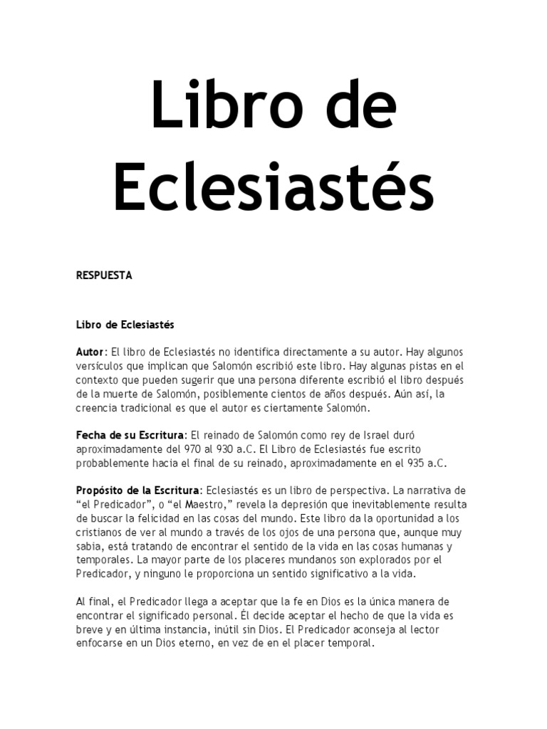 Libro de Eclesiastés | PDF | Eclesiastés | Solomons