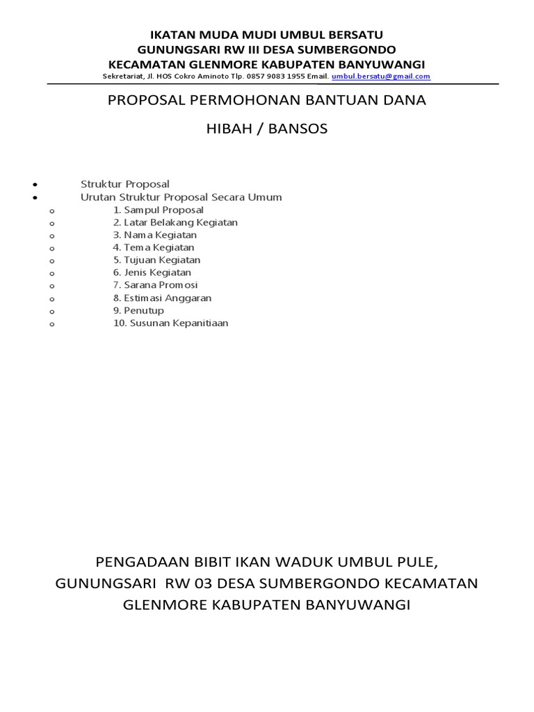 Proposal Bantuan Dana Ikatan Muda Mudi | PDF