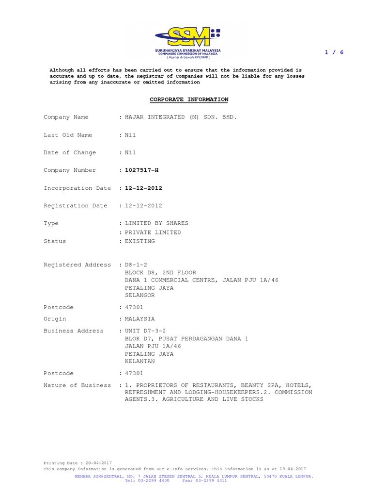 E-Info SSM Latest | PDF | Corporations | Economies