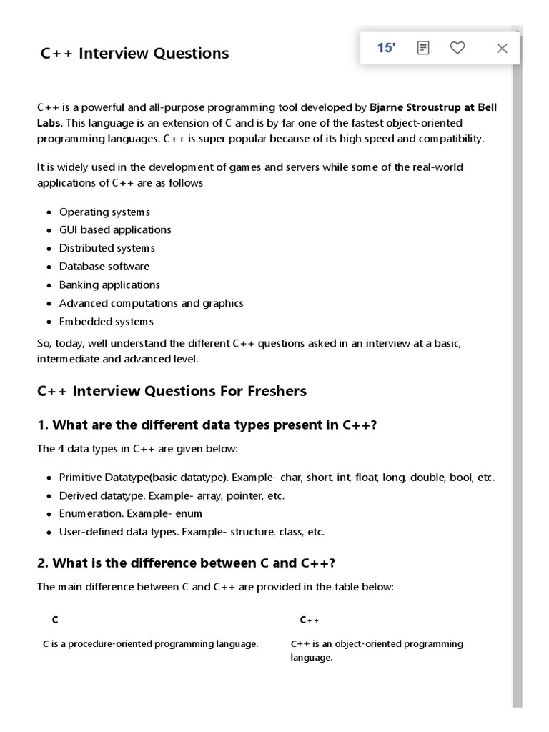 C Interview Questions 2021 Interviewbit Pdf C Class Computer Programming 0617