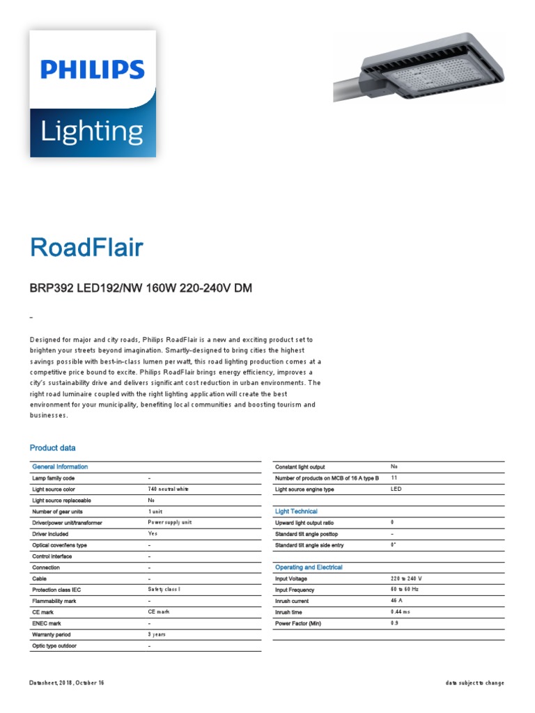 BRP392 Led Philips | PDF | Lighting | Electrical Engineering