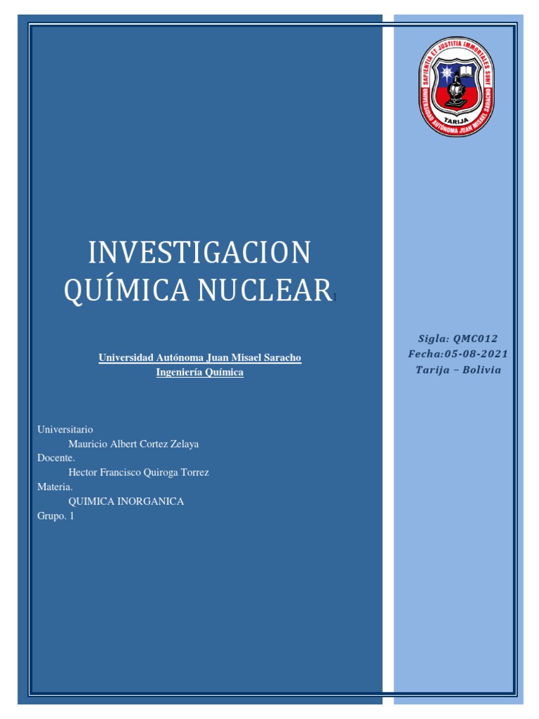 Investigacion Química Nuclear | PDF | Armas nucleares | Trazador radiactivo