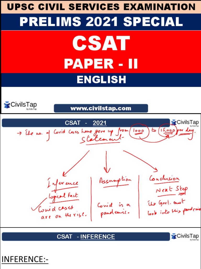 CivilsTap - CSAT - 2021 - Lecture - 3 | PDF | Inference | Spider