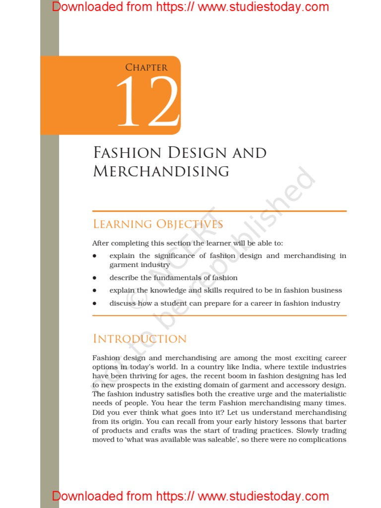 NCERT Class 12 Home Science Chapter 13 Fashion Design and Merchandising ...