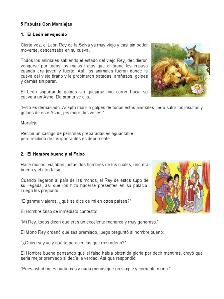 05 Fabulas Con Moralejas Cortos | PDF