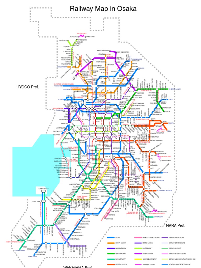 Osaka Rail Map | PDF | Railway Companies | Rail Infrastructure
