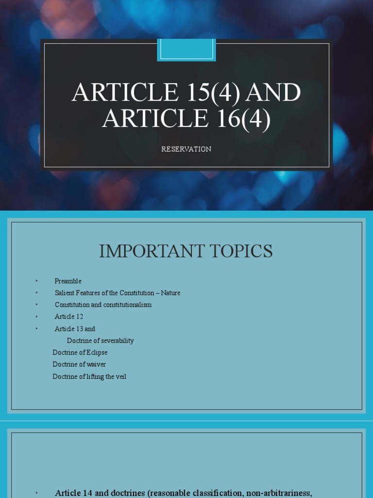 Article 15 (4) and Article 16 | PDF | Government Of India | Crime ...