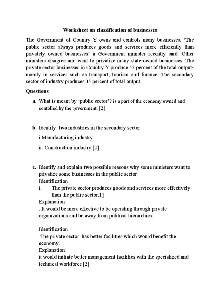 Business Classification Worksheet | PDF | Finance & Money Management