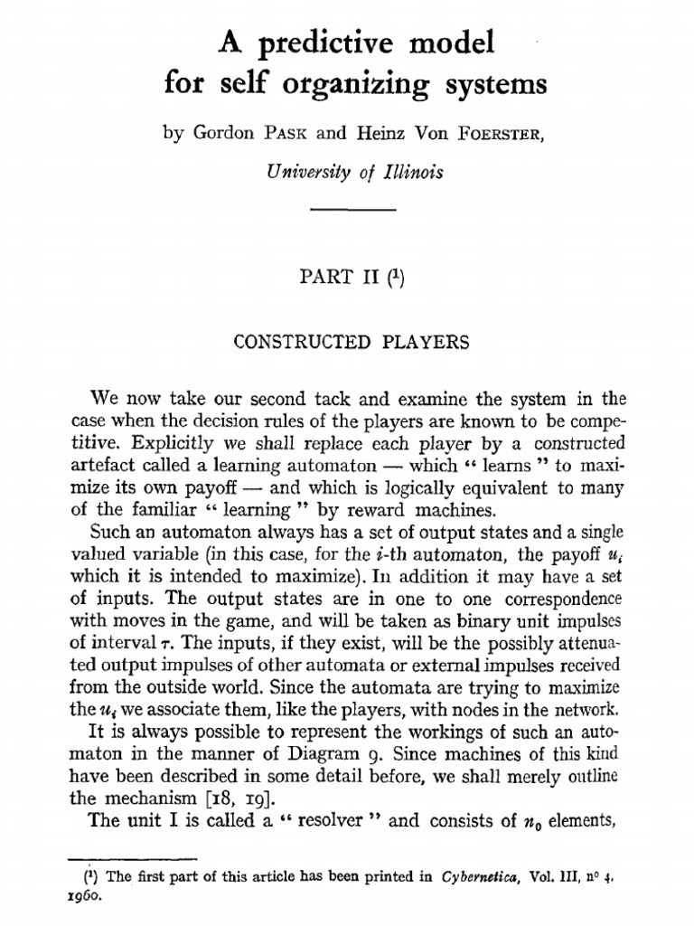 Gordon Pask - A Predictive Model For Self Organizing Systems II (1961 ...