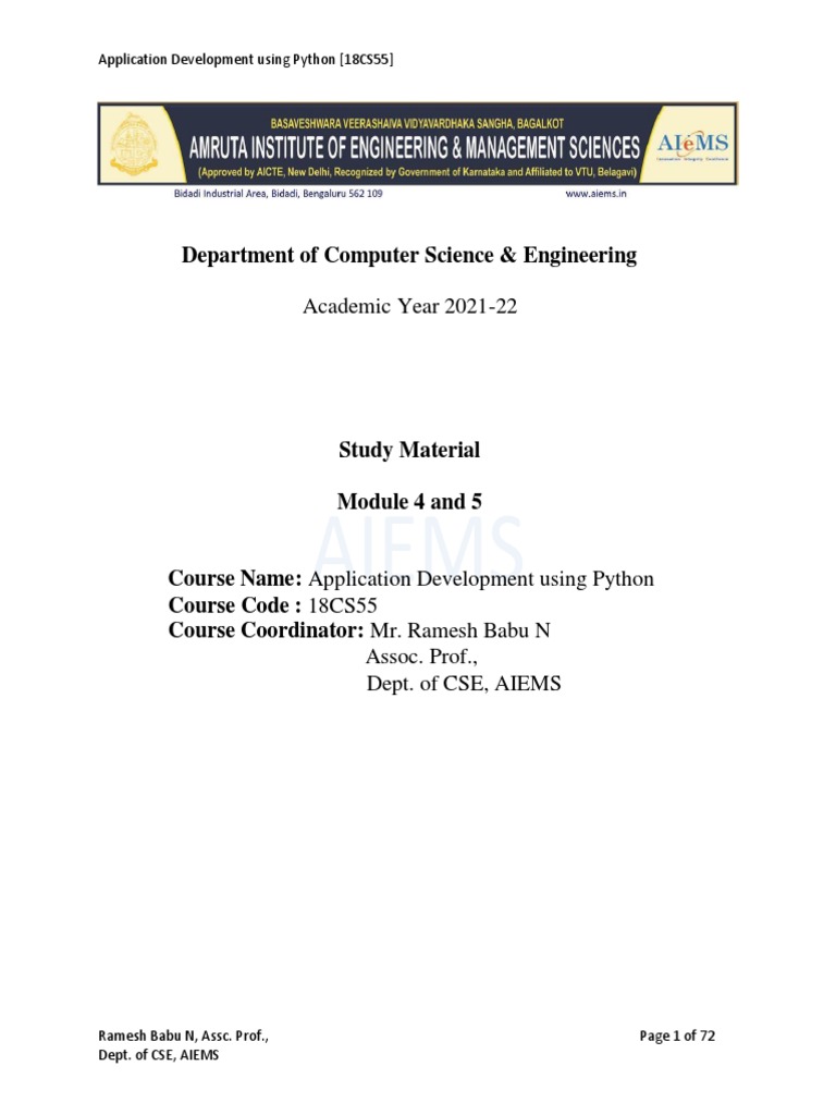 18CS55 ADP Notes Module 4 and 5 | PDF | Method (Computer Programming ...