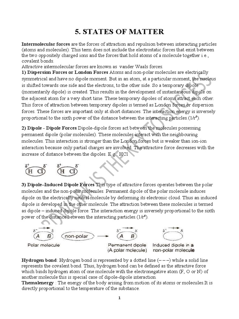 States of Matter | PDF | Gases | Intermolecular Force