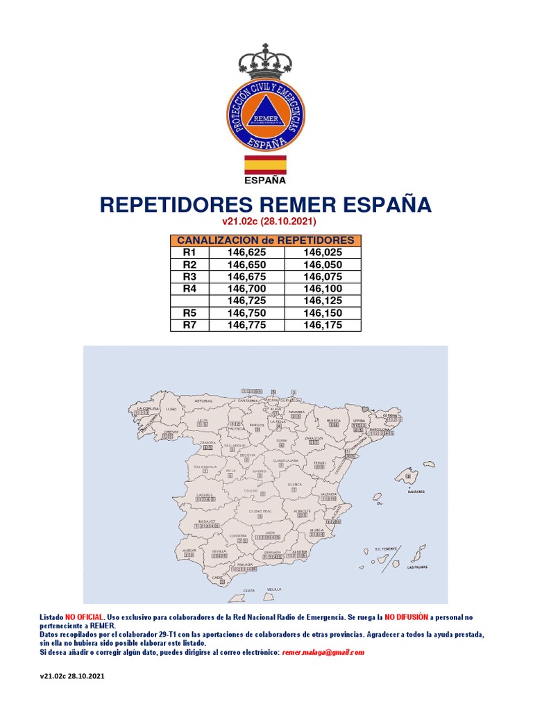 Repetidores - REMER.ESPAÑA v21.02c | PDF | Radio