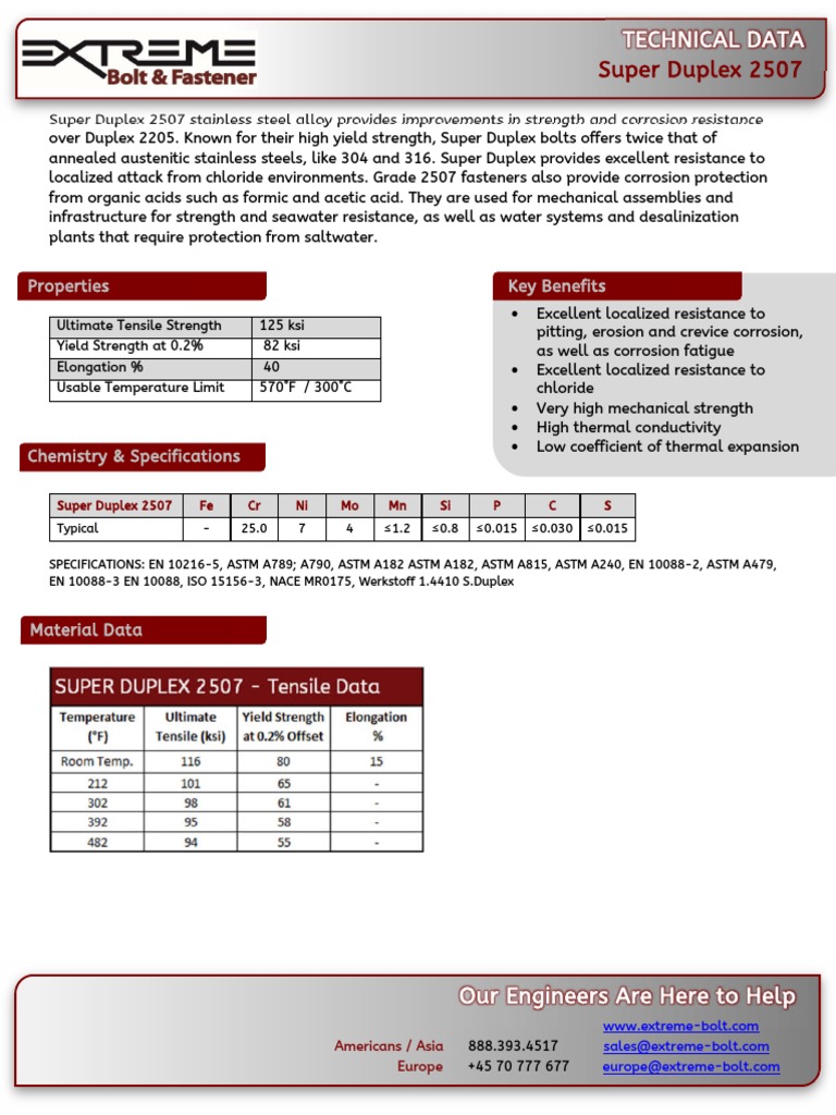 Datasheet - Super Duplex 2507 | PDF | Stainless Steel | Physical Sciences