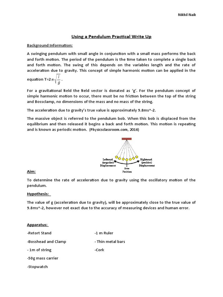 Using A Pendulum Practical Write Up | PDF | Pendulum | Accuracy And ...