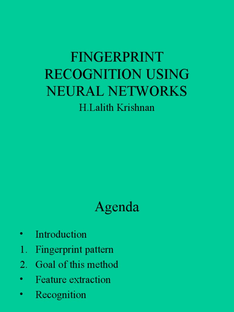 Fingerprint Recognition Using Neural Network Pdf Fingerprint Computational Neuroscience