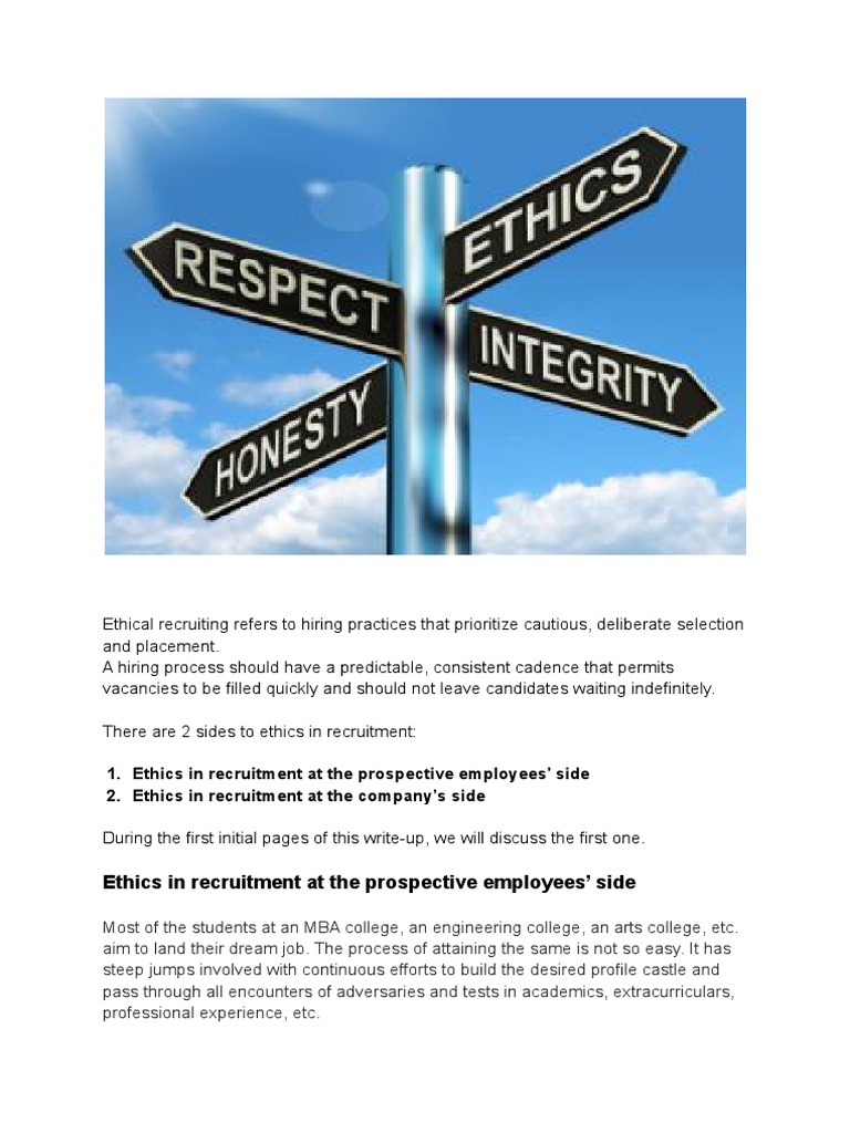 Ethics in Recruitment - Rahul Chauhan MBA - 0403 - 58 | PDF ...