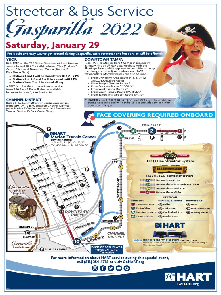 HART Gasparilla Map | PDF | Tampa | Bus Transport