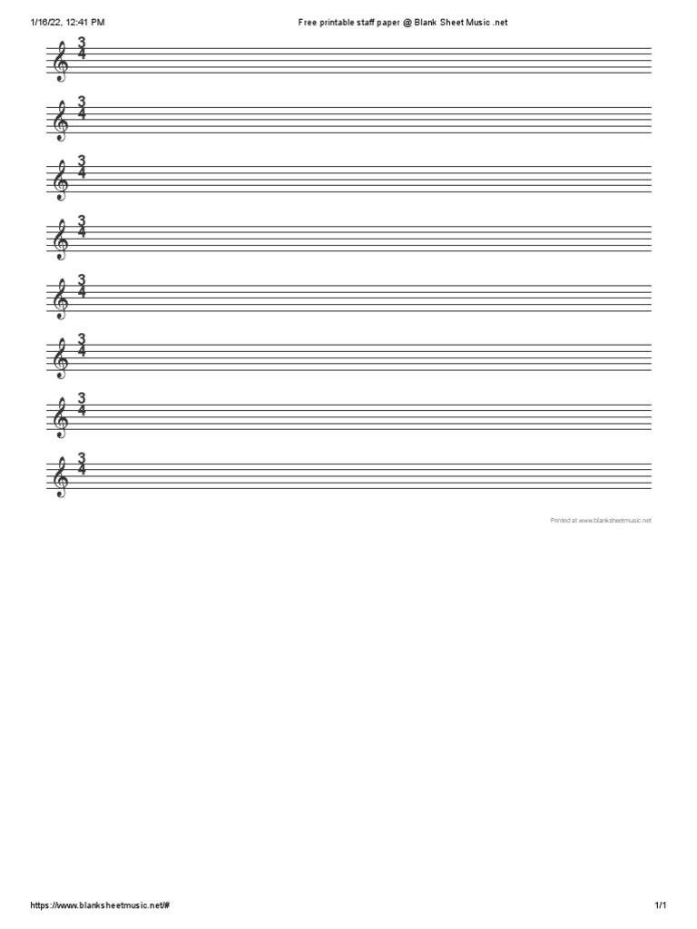 Free Printable Staff Paper at Blank Sheet Music | PDF